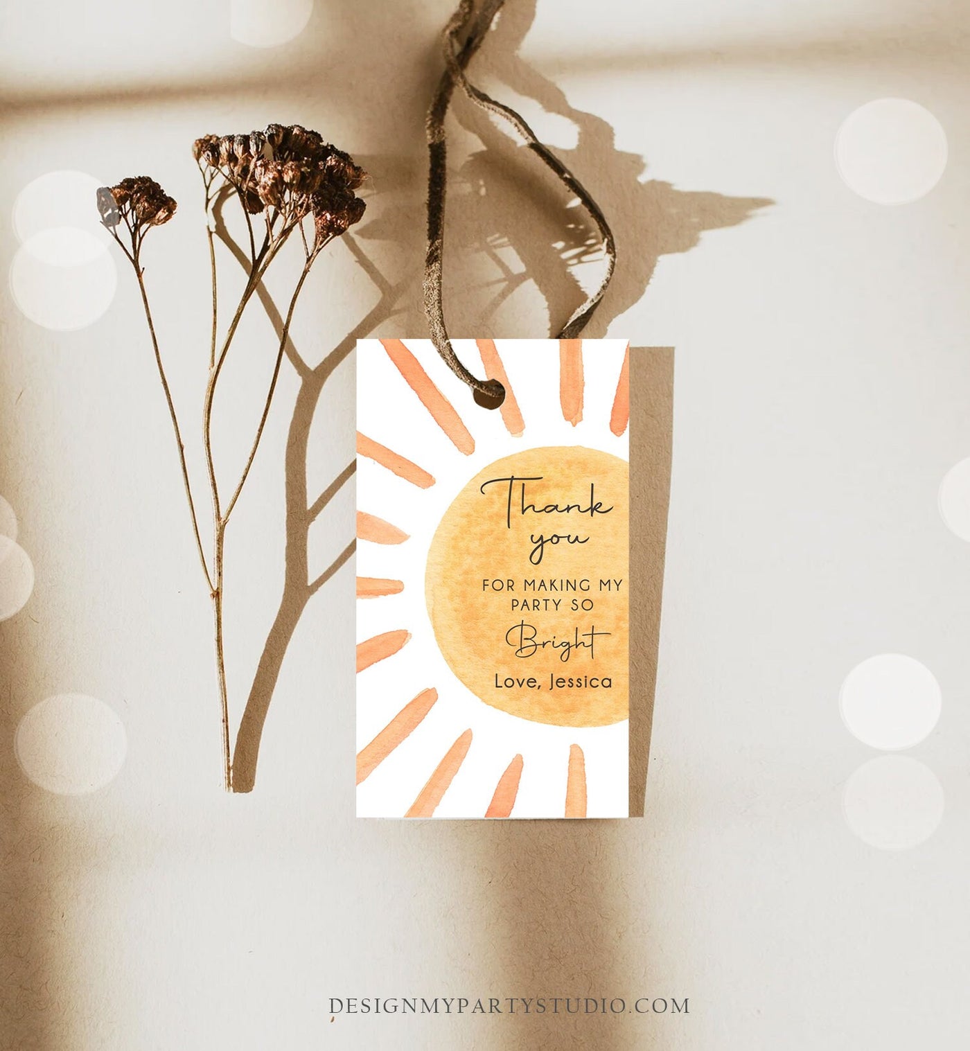 Editable Sunshine Favor tags Little Sunshine Birthday Thank you tag Gi ...