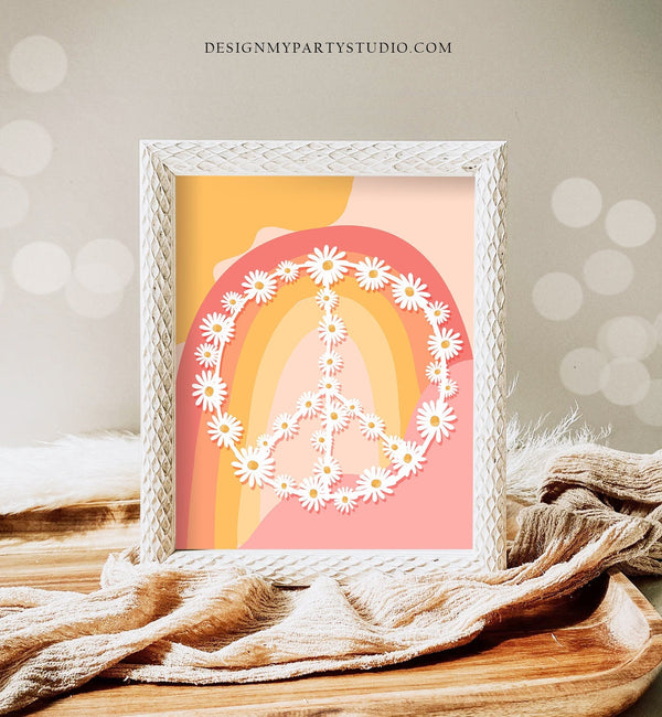Peace Sign Daisy Retro Birthday Sign Groovy Floral 70's Birthday Party ...