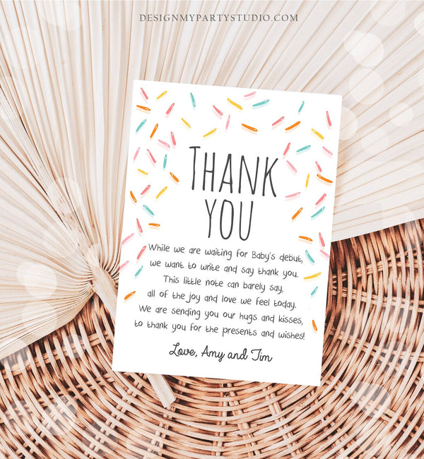 Editable Baby Sprinkle Thank You Card Rainbow Sprinkle Baby Shower Gen ...