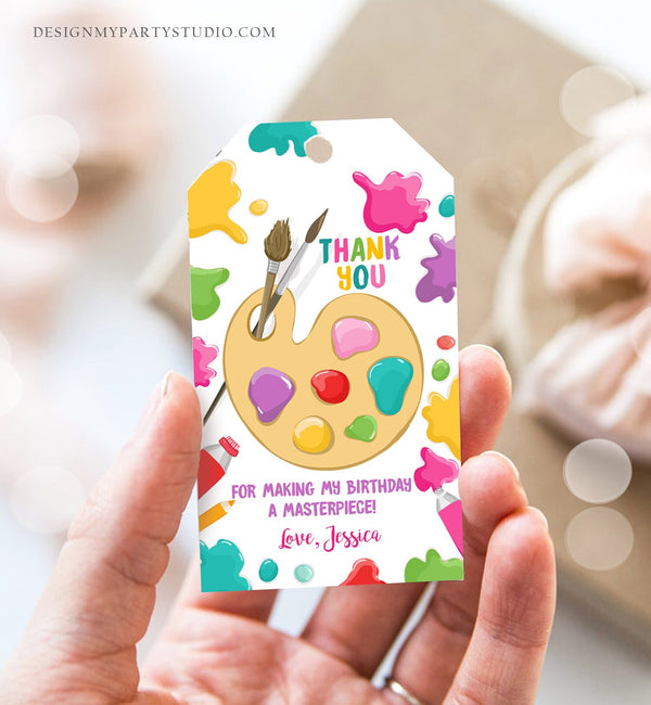 Editable Art Party Favor Tags Painting Party Thank You Tag Gift Tag Ar ...
