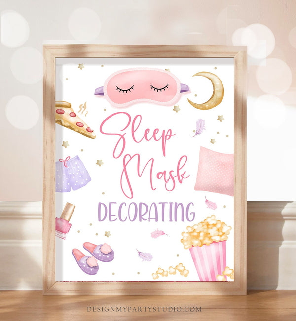 Sleep Mask Decorating Sign Sleepover Birthday Sign Slumber Party Decor ...