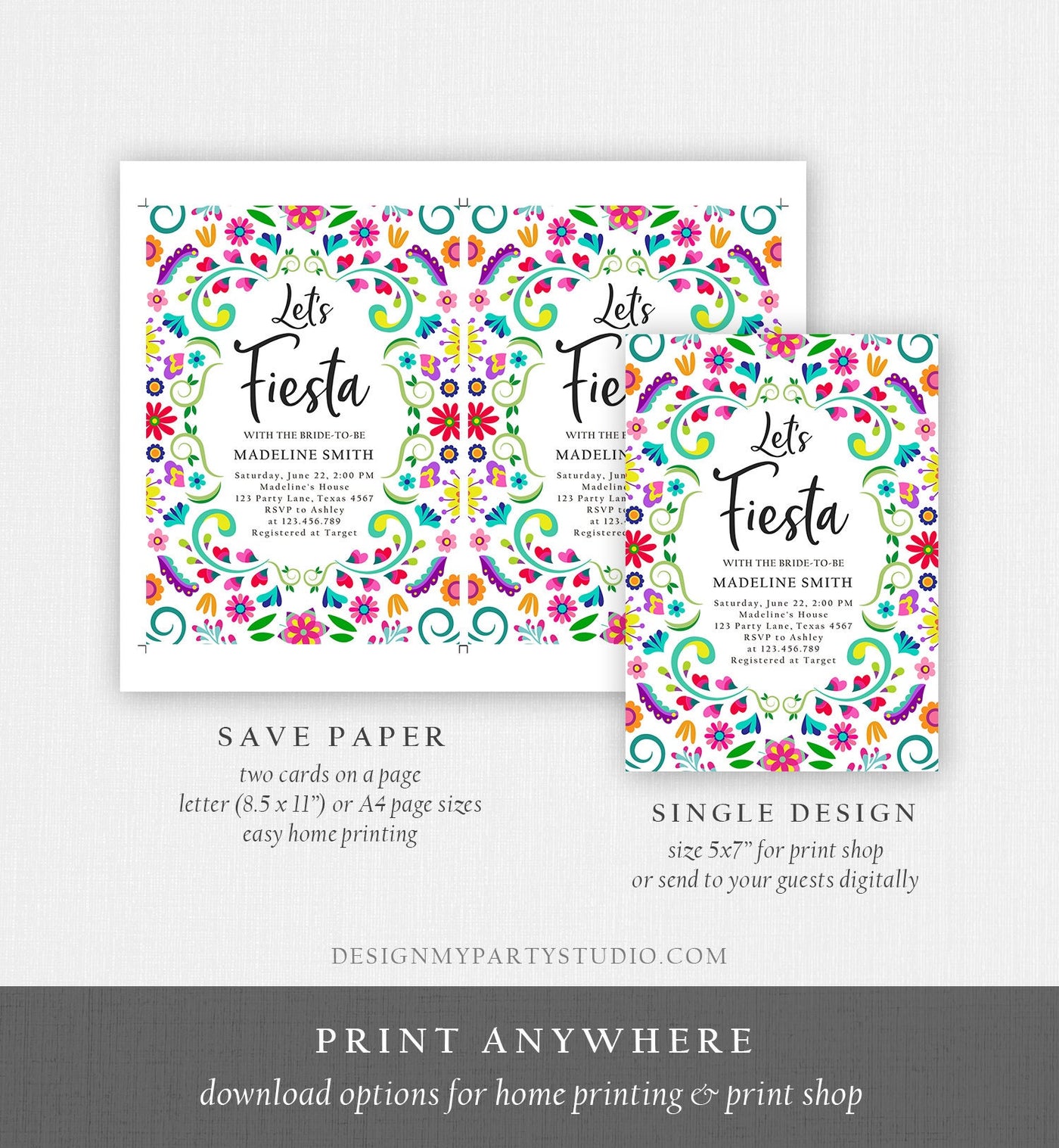 Editable Fiesta Bridal Shower Invitation Couples Shower Mexican Bridal ...