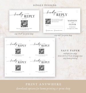 Editable Minimalist Modern Wedding RSVP Card RSVP Online QR Code Respo ...
