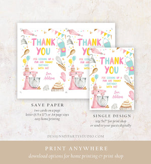 Editable Baking Thank You Card Kids Cooking Birthday Thank You Note Gi ...
