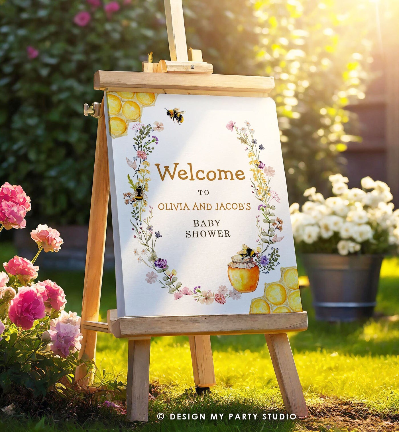 Editable Bee Welcome Sign Honey Baby Shower Mama to Bee Yard Sign Swee ...