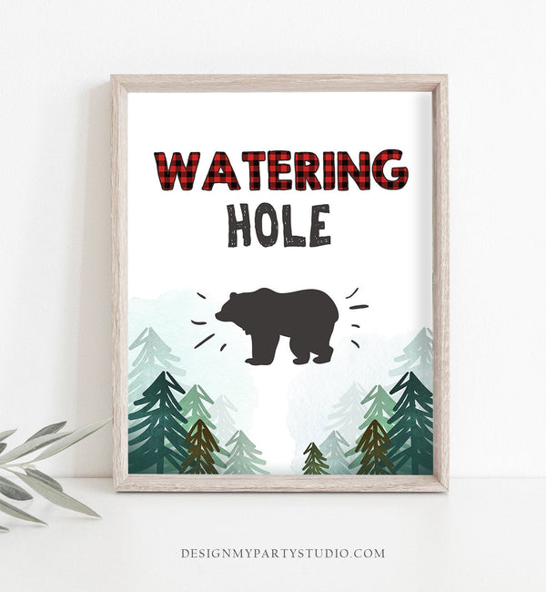 Watering Hole Sign Drink Table sign Lumberjack Birthday Sign Lumberjac ...