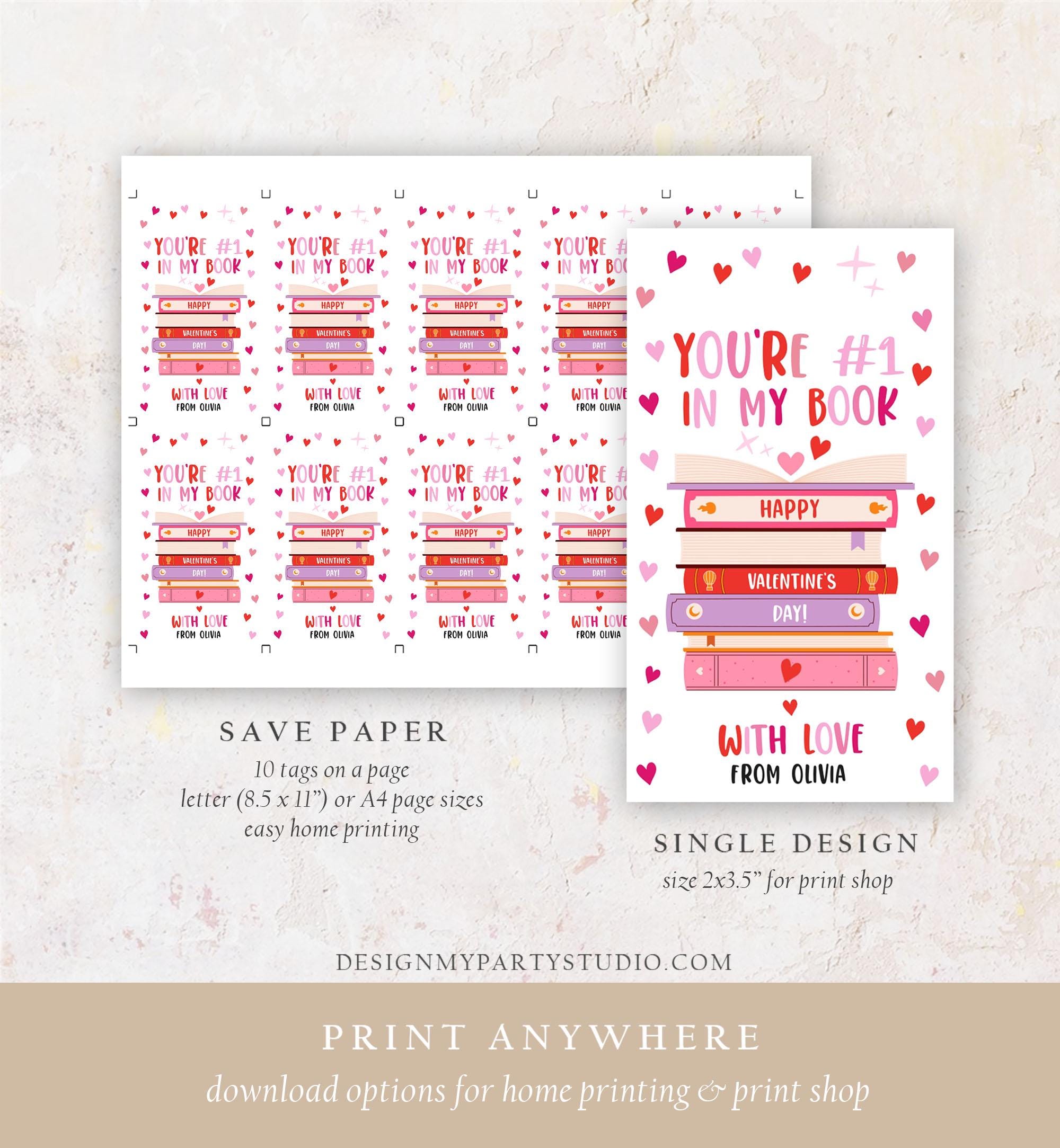 Editable Bookmark Valentine's Day Gift Tag Valentines Card #1 in My Bo ...