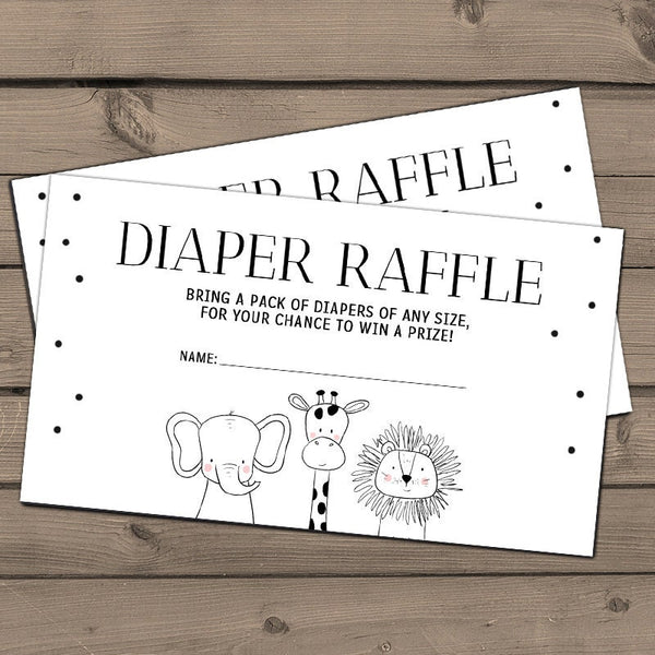 Safari diaper raffle tickets Jungle Baby shower Zoo animals Diaper raf ...
