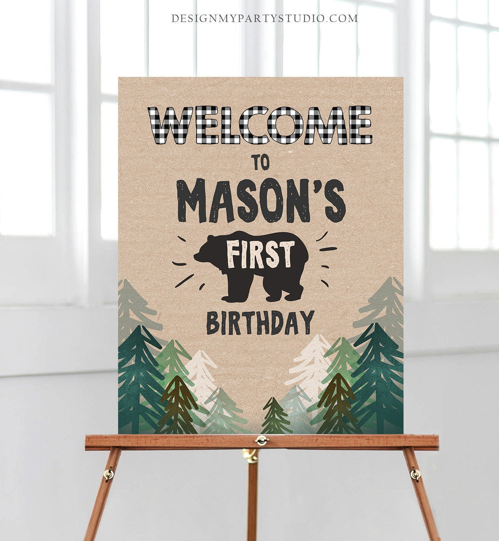 Editable Lumberjack Welcome Sign Lumberjack Birthday Sign Buffalo Plai ...