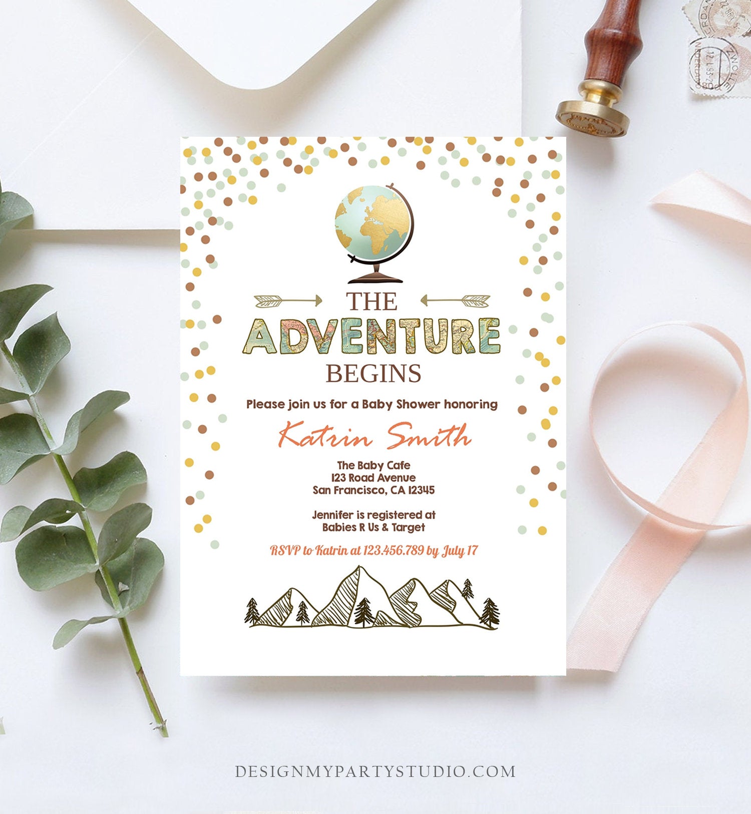 Adventure Baby Shower Printable Invitation Templates Rustic Adventure