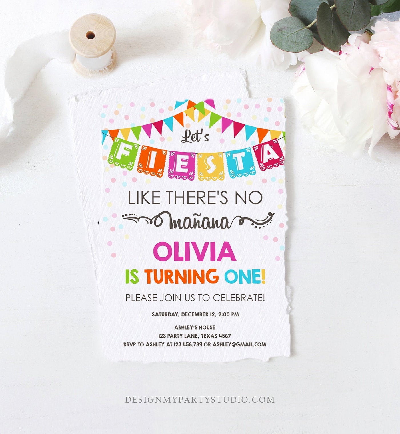 Editable Fiesta Birthday Invitation Let's Fiesta Like There is no Mana ...