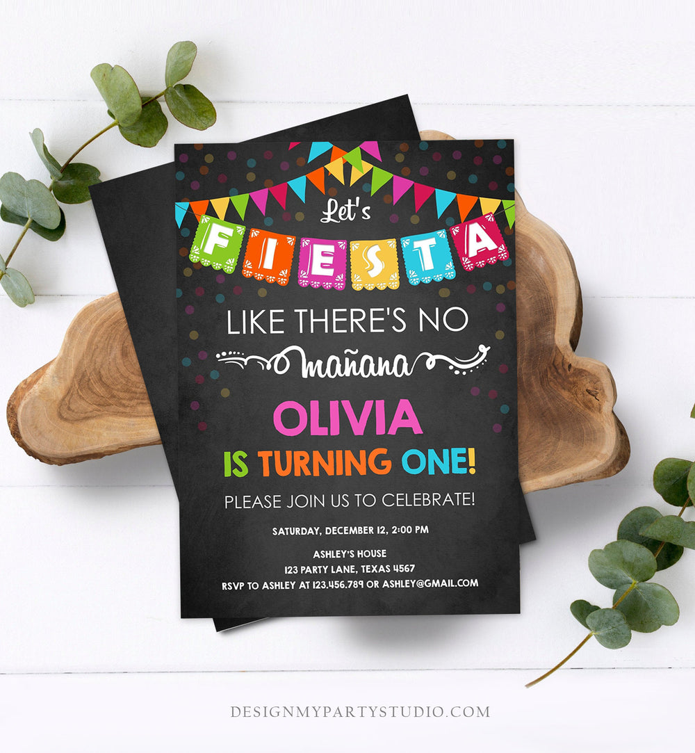 Editable Fiesta Birthday Invitation Let's Fiesta Like There is no Mana ...