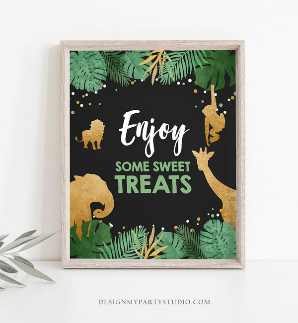 Enjoy Some Sweet Treats Birthday Sign Boy Safari Animals Party Wild On ...