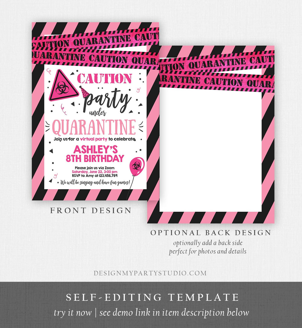 Editable Quarantine Birthday Invitation Virtual Party Quarantine Birth ...