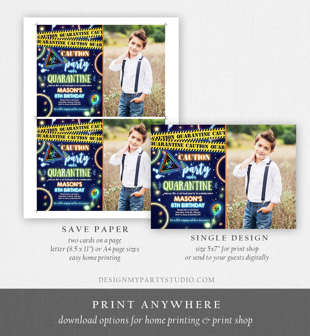 Editable Quarantine Birthday Invitation Virtual Party Quarantine Party ...