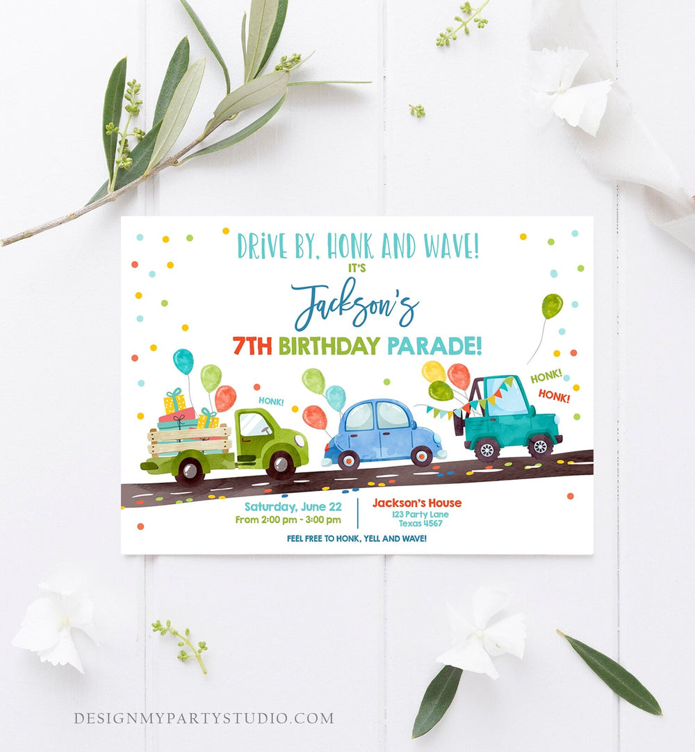Editable Drive By Birthday Parade Invitation Virtual Party Invite Honk ...