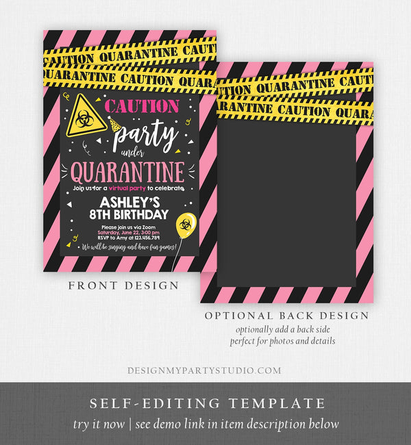 Editable Quarantine Birthday Invitation Virtual Party Quarantine Birth ...