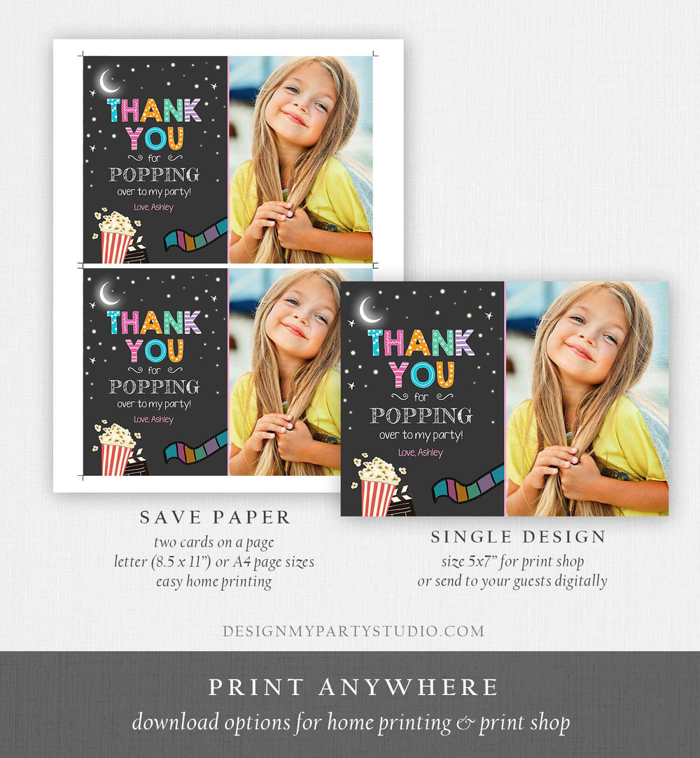 Editable Movie Night Thank You Card Under the Stars Backyard Movie Nig ...