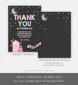 Editable Movie Night Thank You Card Under the Stars Backyard Movie Nig ...