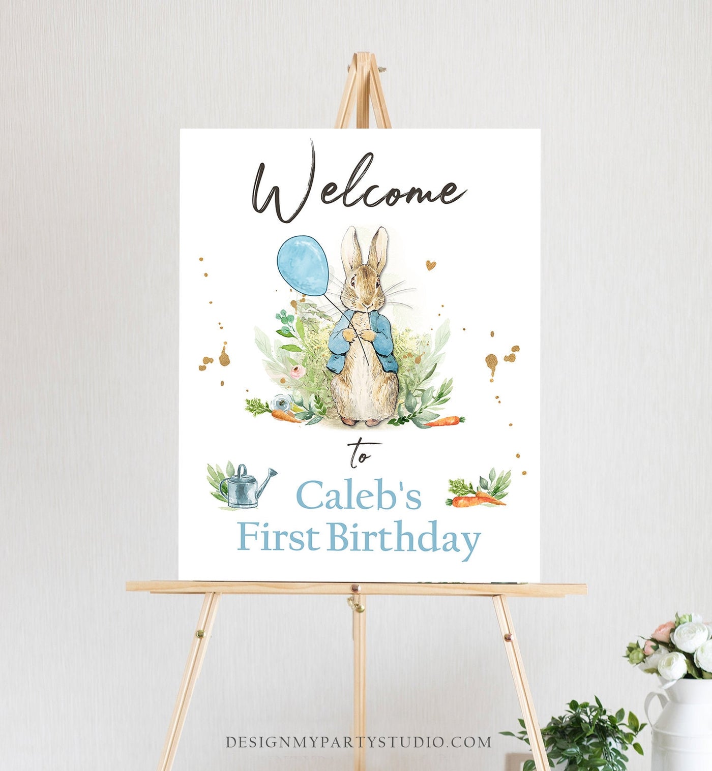 Editable Peter Rabbit Welcome Sign Boy Birthday Baby Shower Welcome 1s ...