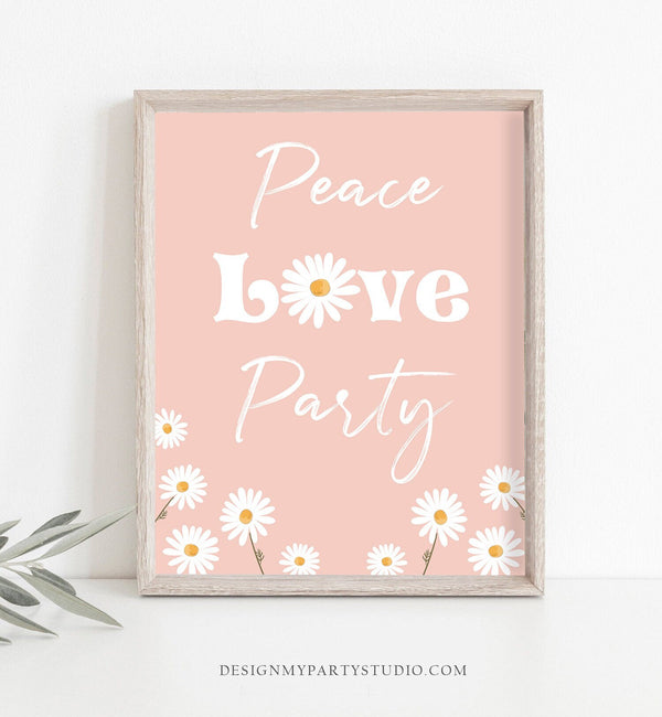 Daisy Birthday Sign Peace Love Party Sign Daisy Party Decor Boho Daisi ...