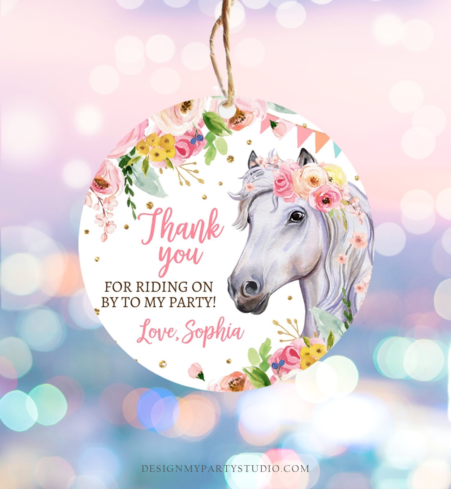 Editable Cowgirl Favor Tags Tags Horse Birthday Party Favor Thank you ...