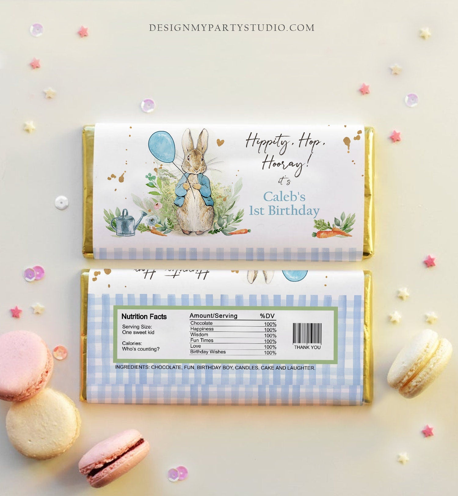 Editable Peter Rabbit Chocolate Bar Labels Candy Bar Wrapper Bunny Rab ...