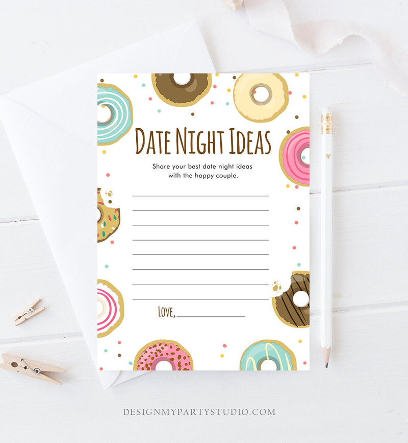 Editable Date Night Ideas Trivia Bridal Shower Game Donut Coed Shower ...