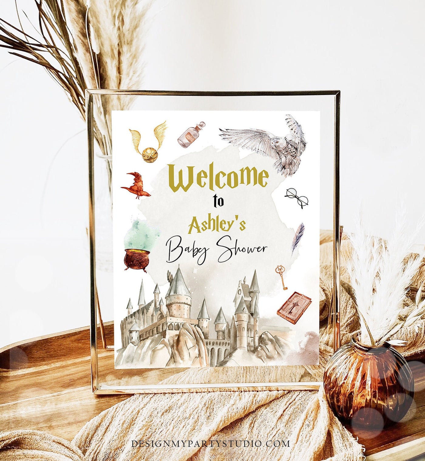 Editable Wizard Baby Shower Welcome Sign Magic School Shower Welcome P ...