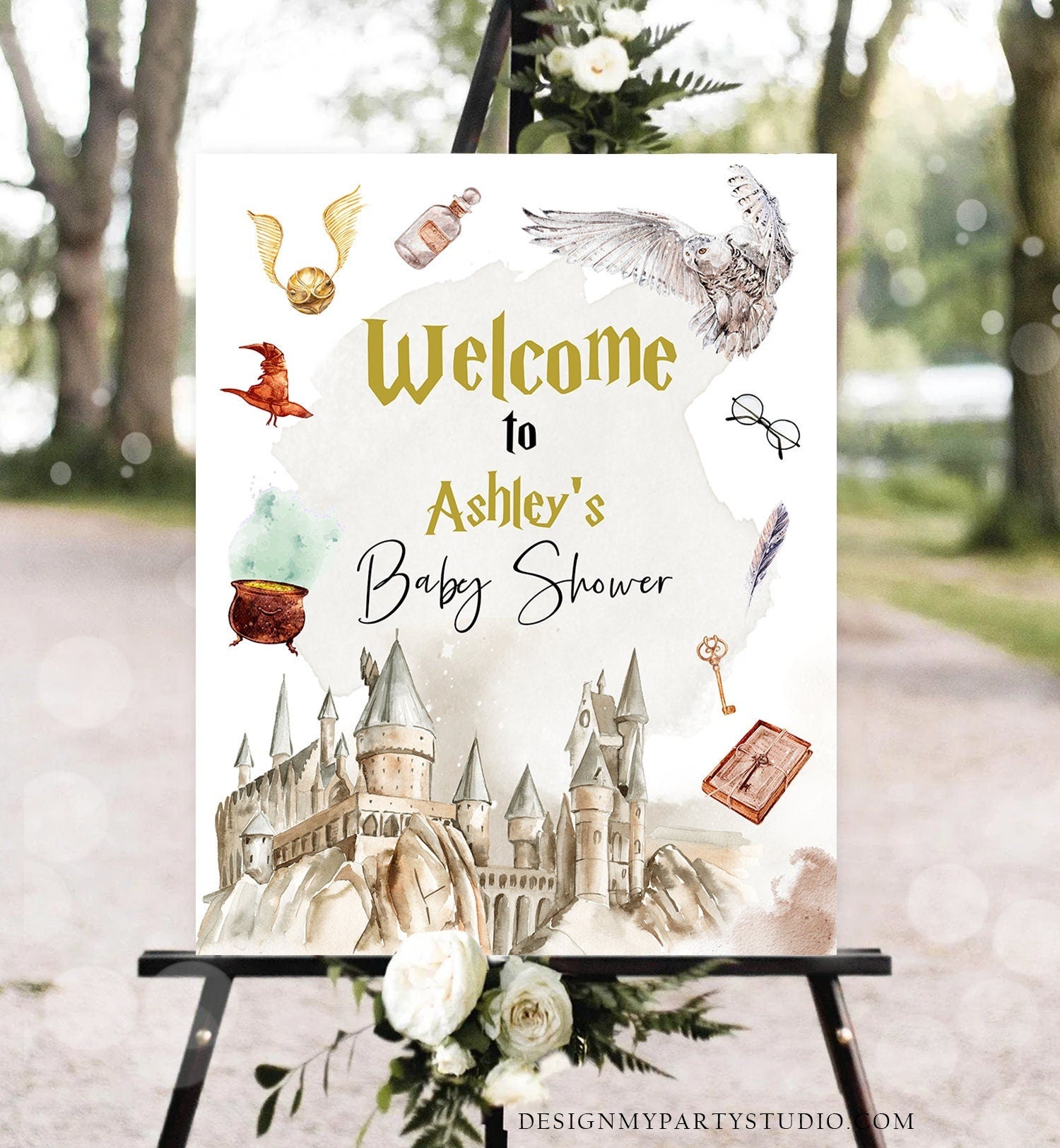 Editable Wizard Baby Shower Welcome Sign Magic School Shower Welcome P ...
