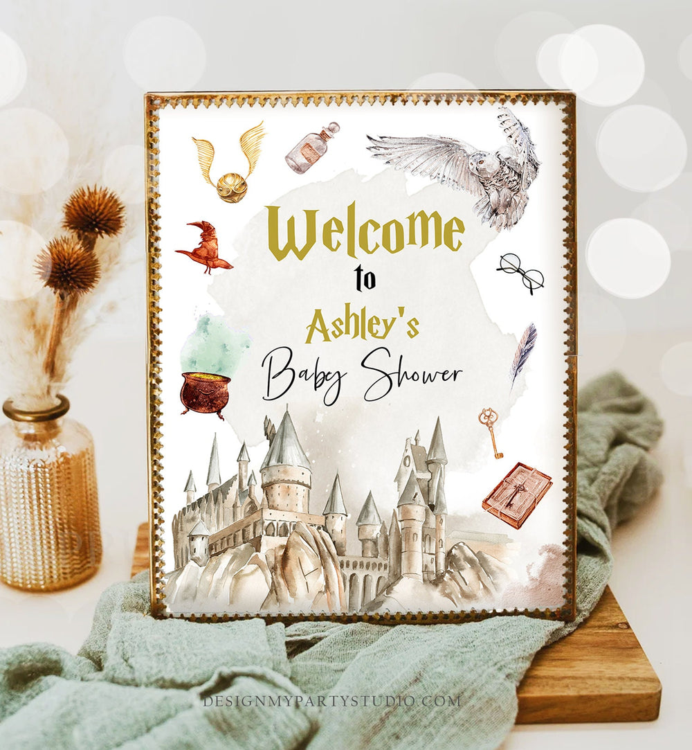 Editable Wizard Baby Shower Welcome Sign Magic School Shower Welcome P ...