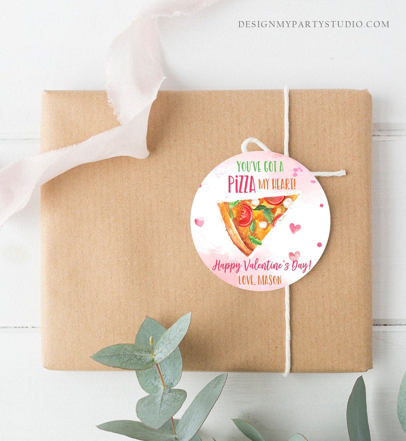 Editable Valentine You've Got A Pizza My Heart Favor Tag Cookie Tag Va ...