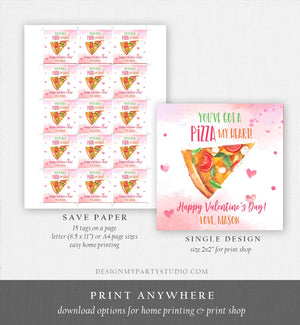 Editable Valentine You've Got A Pizza My Heart Favor Tag Cookie Tag Va ...