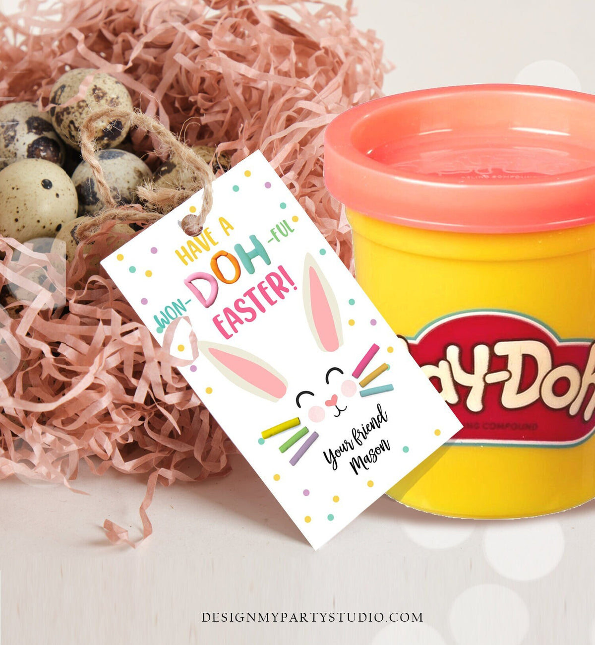 Editable Play-Doh Easter Gift Tags Easter Favor Tags Clay Toy Easter C ...