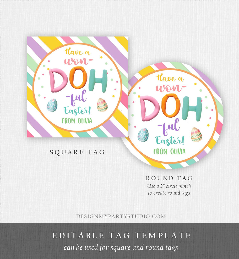 Editable Play-Doh Easter Gift Tags Easter Favor Tags Clay Toy Easter C ...