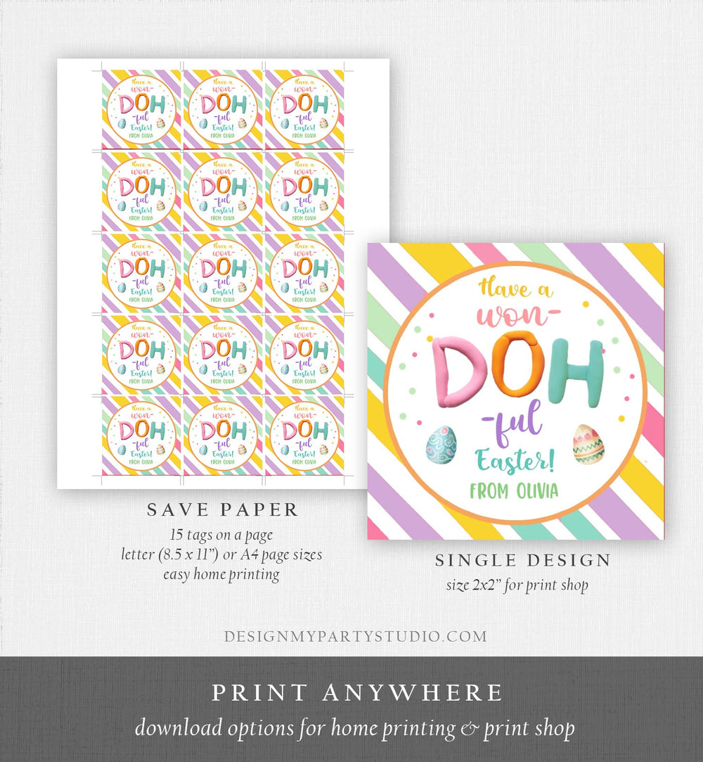 Editable Play-Doh Easter Gift Tags Easter Favor Tags Clay Toy Easter C ...