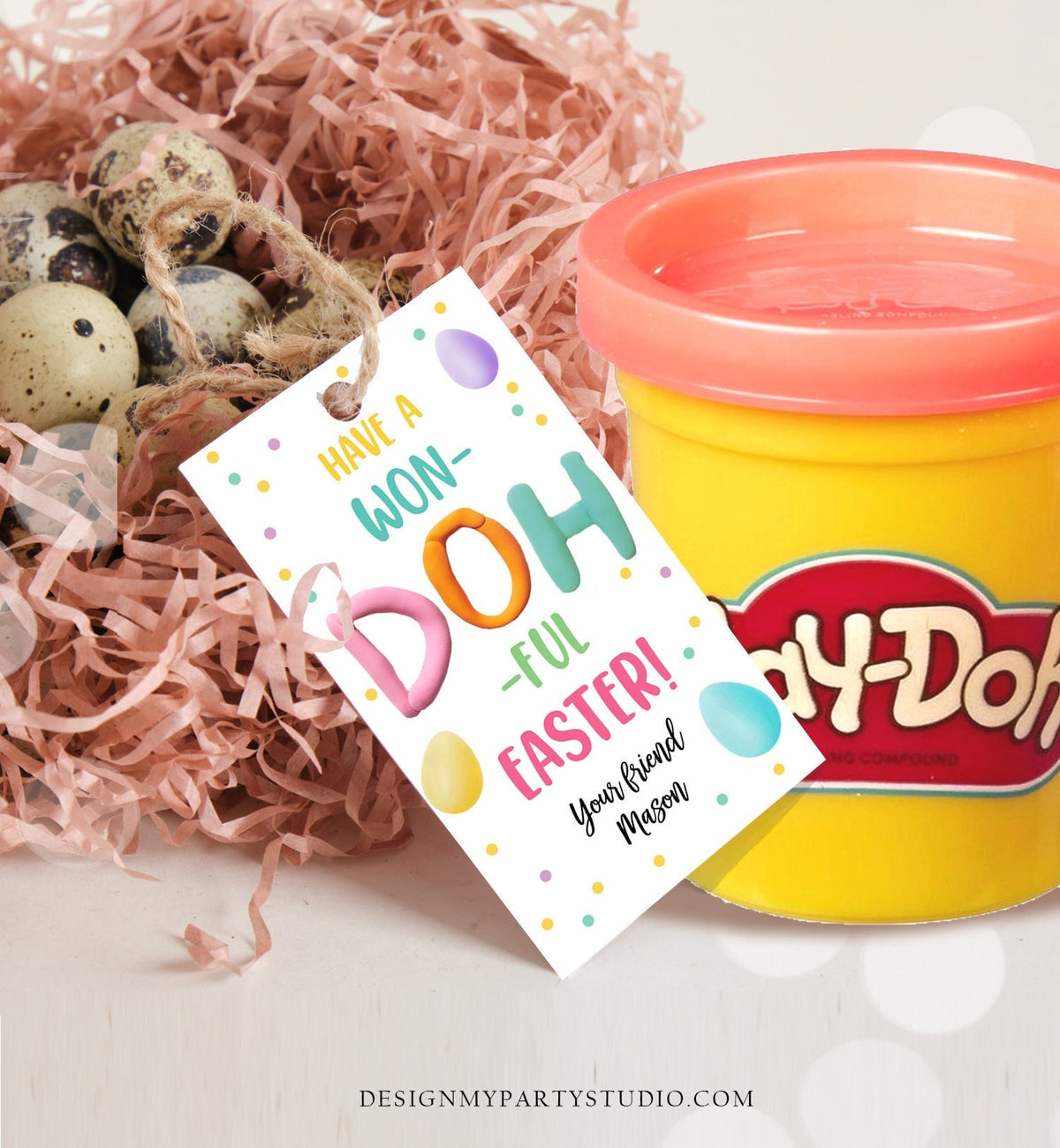 Editable Play-Doh Easter Gift Tags Easter Favor Tags Clay Toy Easter C ...