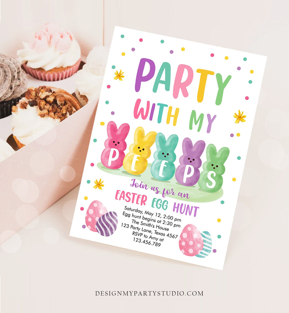 Editable Easter Egg Hunt Invitation Easter Peeps Invitation Easter Inv ...