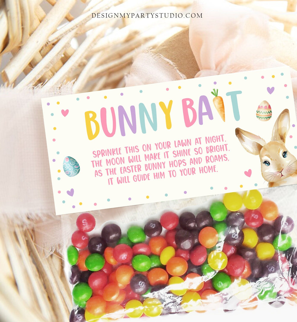 Editable Easter Bunny Bait Treat Bag Toppers Easter Favor Bag Easter T ...