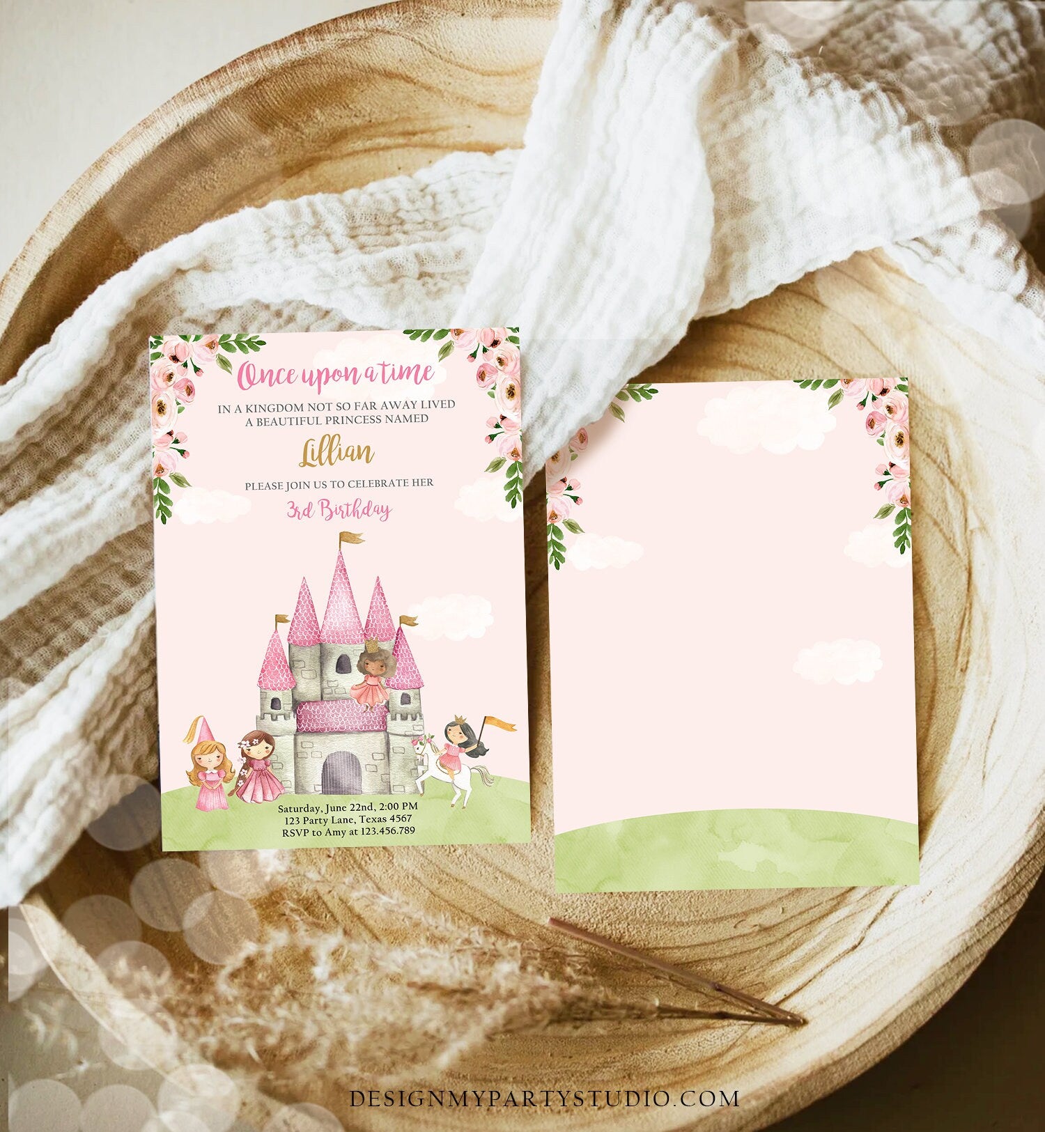 Editable Princess Birthday Invitation Once Upon a Time Princess Invita ...
