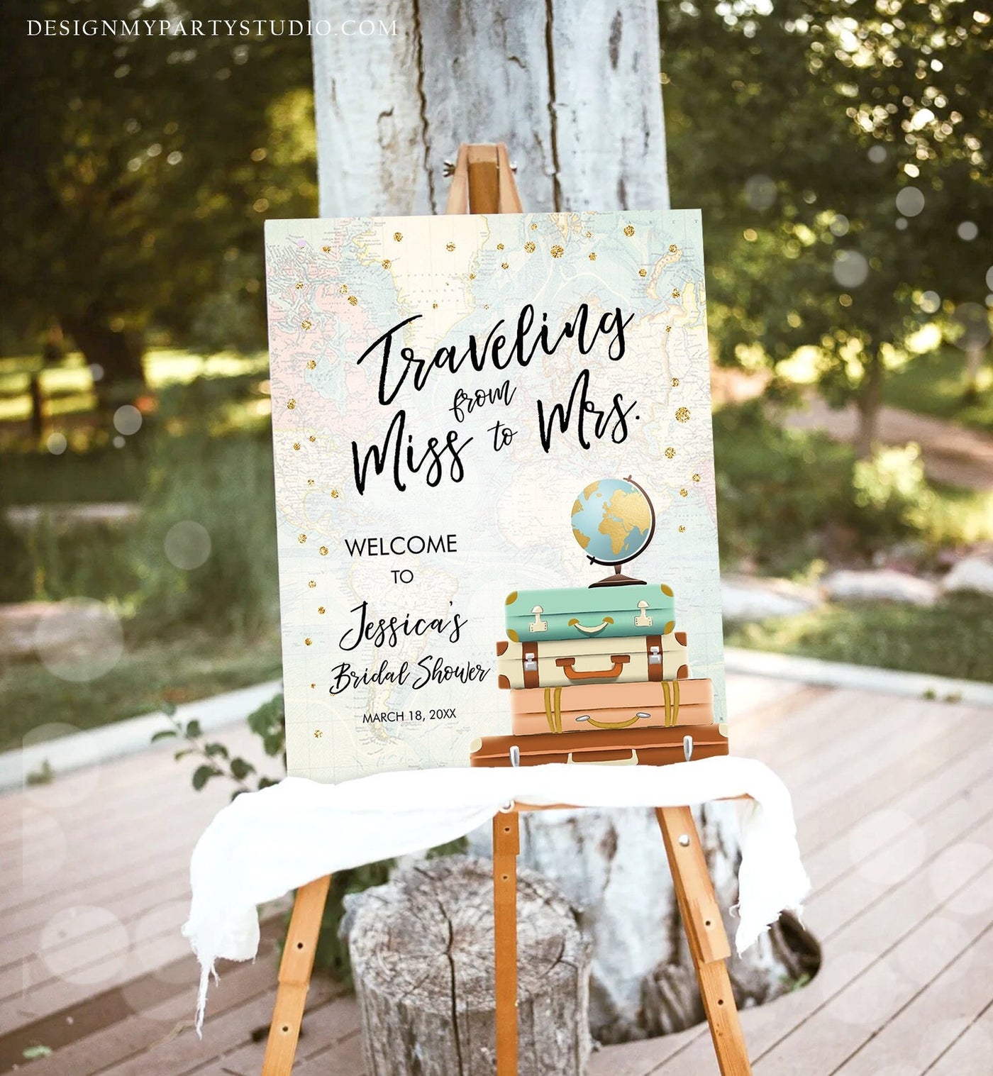 Editable Miss to Mrs Welcome Sign Bridal Shower Traveling From Miss to ...
