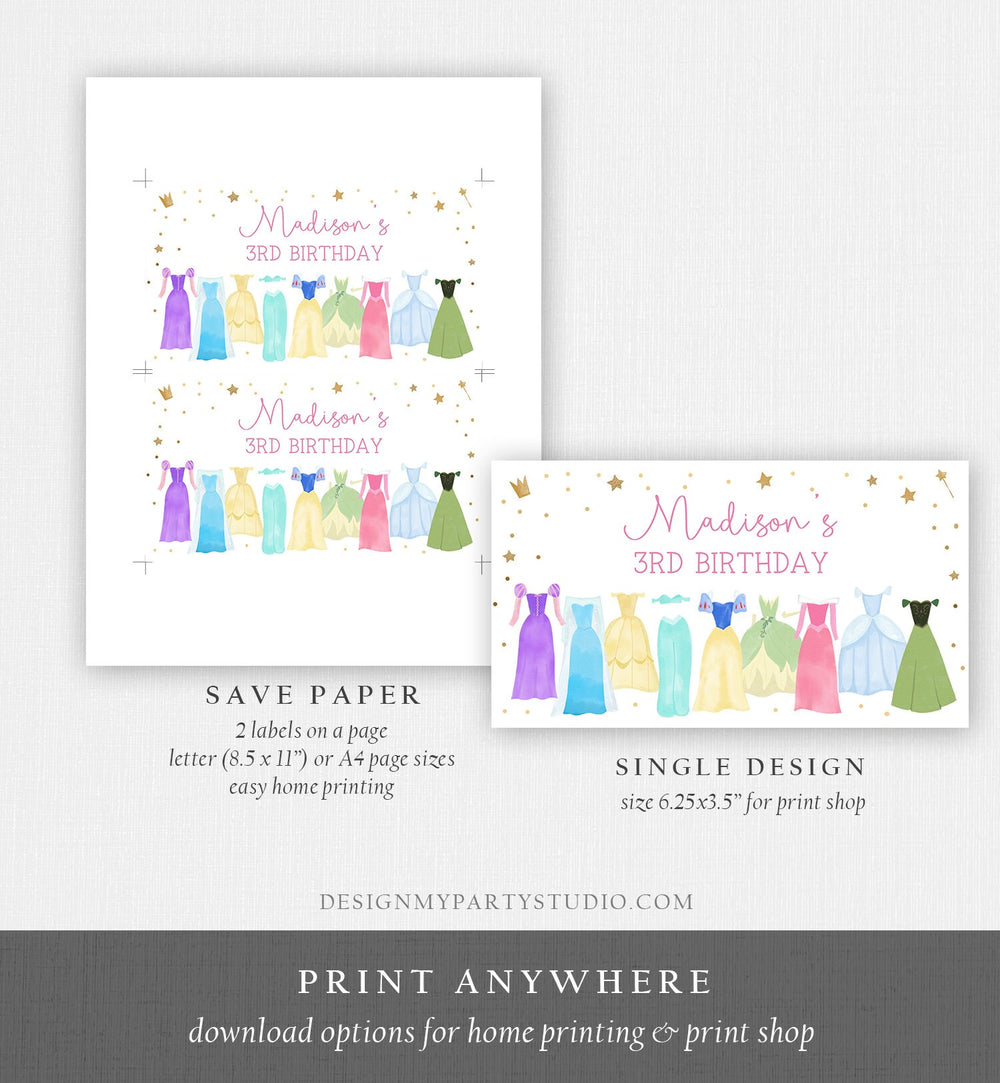 Editable Princess Gable Gift Box Label Royal Princess Birthday Girl Tr ...