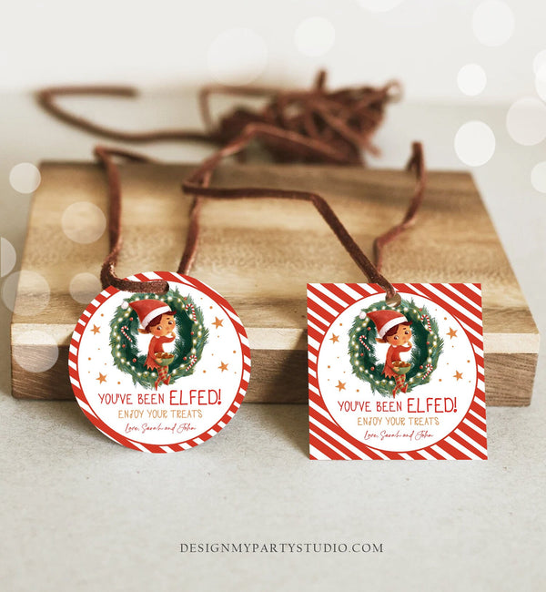 Editable You've Been Elfed Favor Tags Christmas Holiday Gift Merry Chr ...