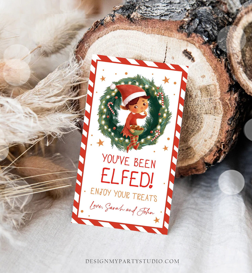 Editable You've Been Elfed Christmas Thank You Favor Tag Cookie Gift T ...